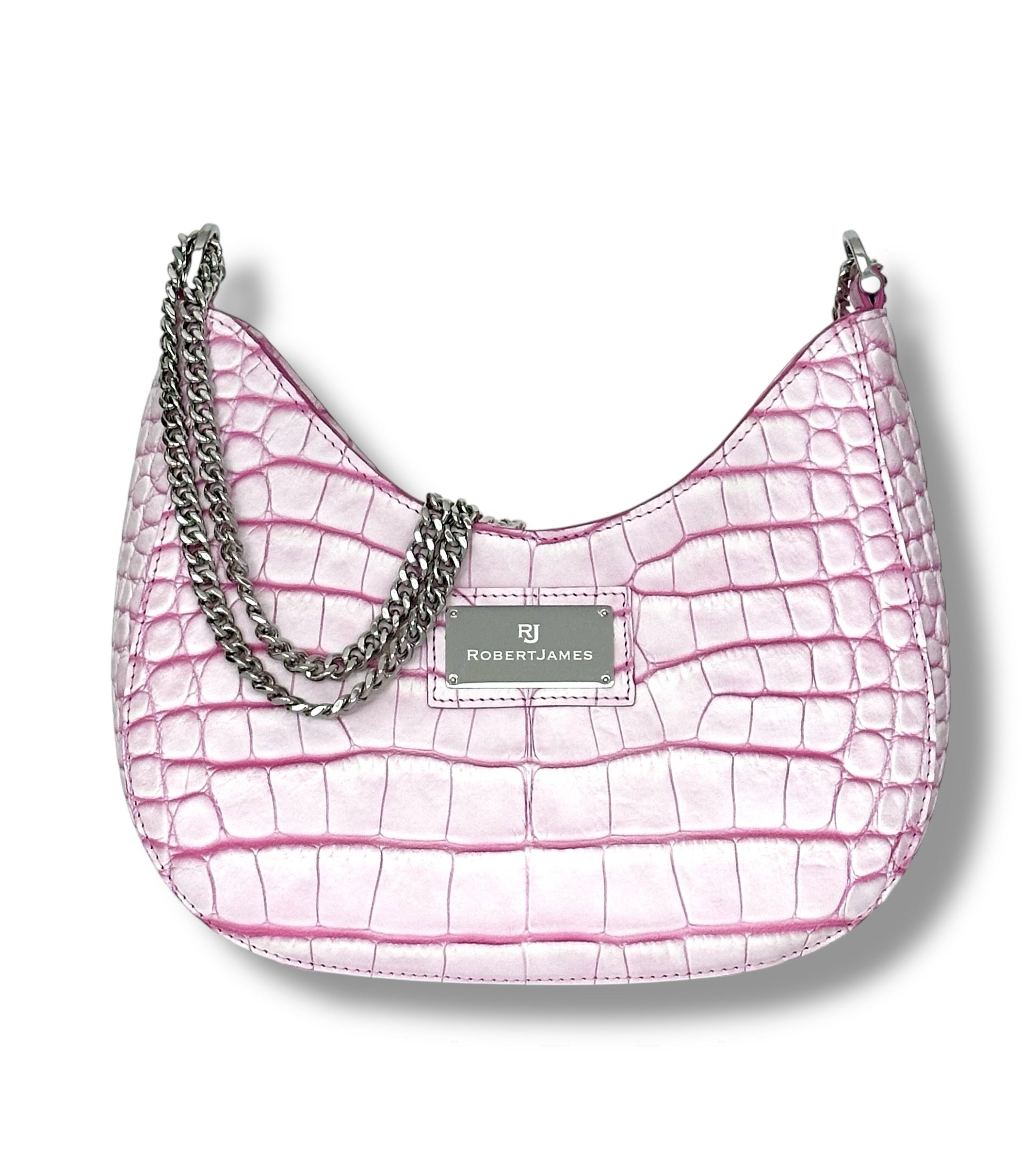 Soft White Alligator with Fuchsia - Blair Hobo